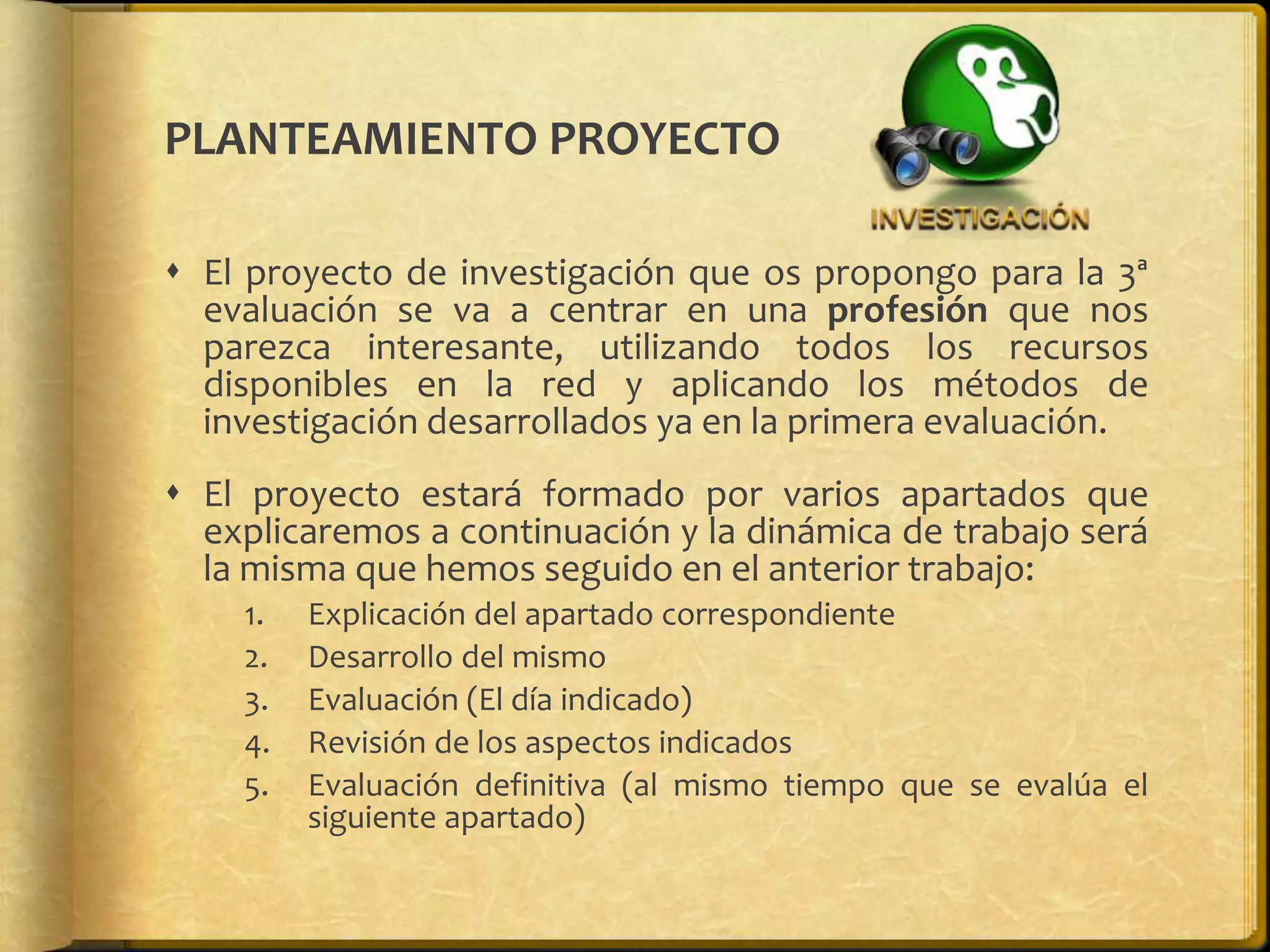 Explicación proyecto investigación profesiones | PPT