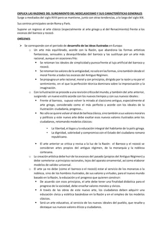 Explica las razones del surgimiento del neoclasicismo y sus ...