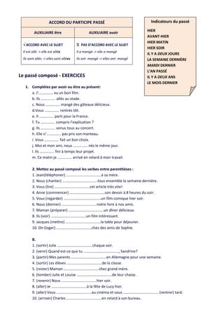 Explication + exercices passé composé | PDF