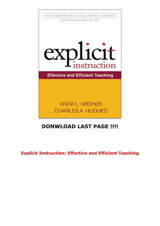 Explicit Instruction: Effective and Efficient Teaching | PDF