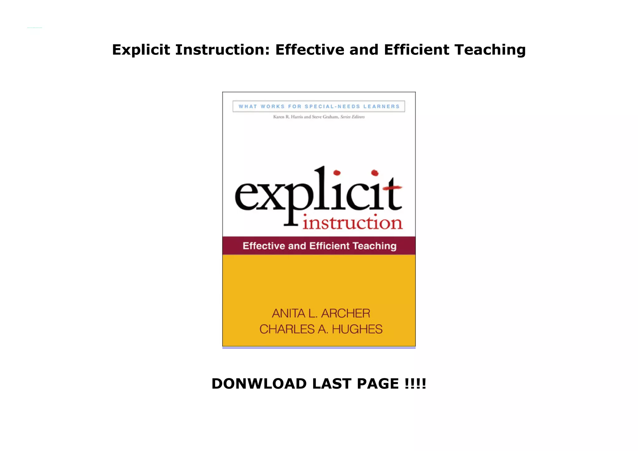Explicit Instruction: Effective and Efficient Teaching | PDF | Education
