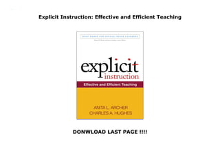 Explicit Instruction: Effective and Efficient Teaching | PDF | Education