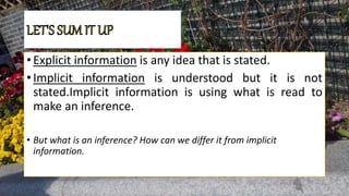 Explicit and implicit claims in a text | PPTX