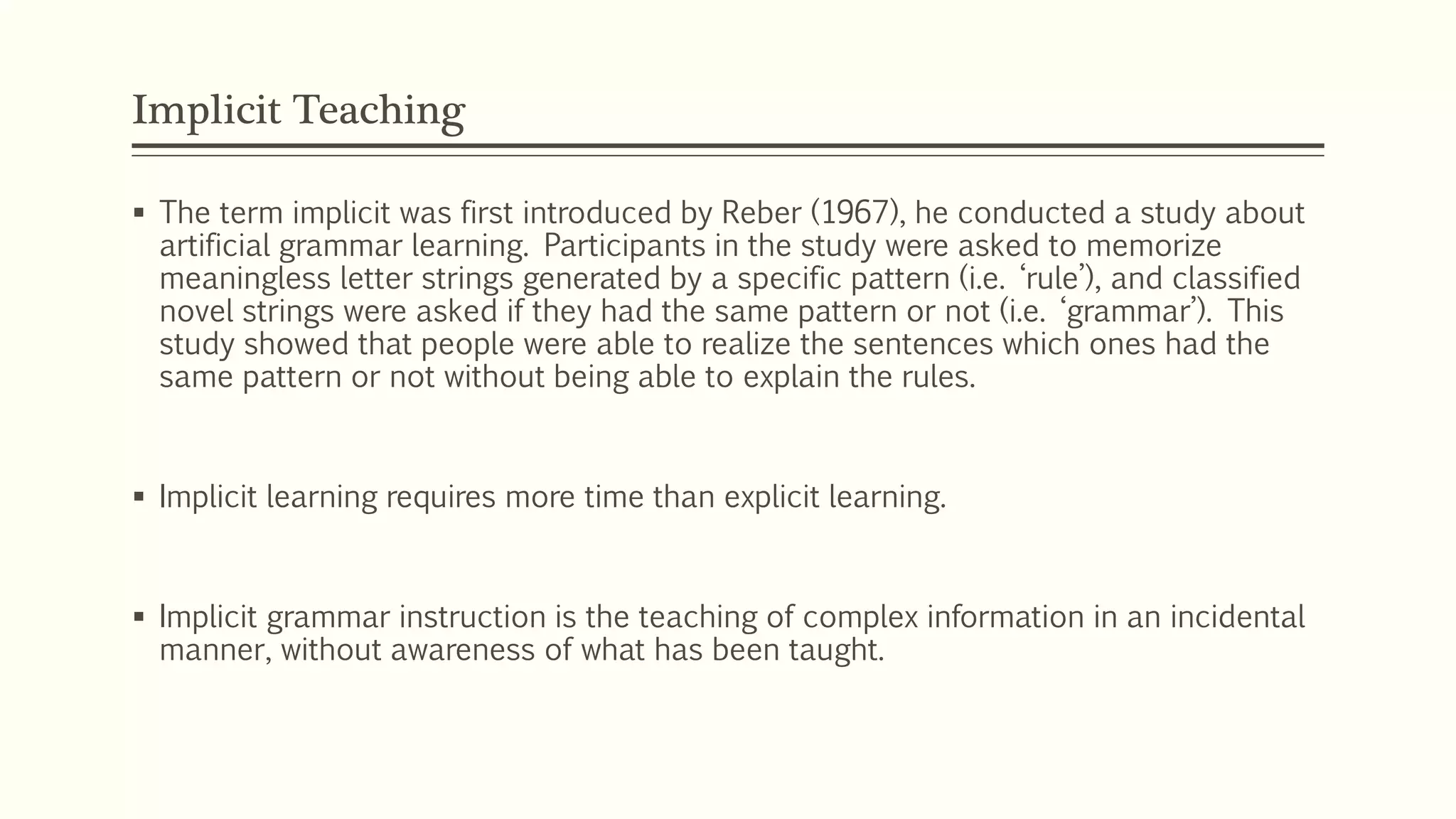 Explicit and implicit grammar teaching | PPTX | Educational Assessment | Education