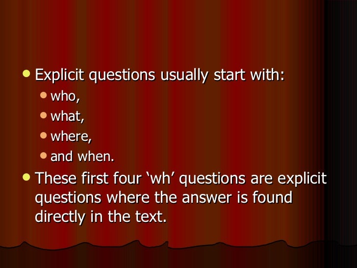 Implicit Questions Worksheet