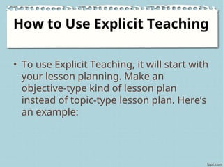 Explicit Instruction and its background | PPT