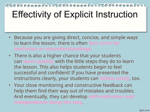 Explicit Instruction and its background | PPT