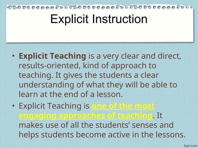 Explicit Instruction and its background | PPT