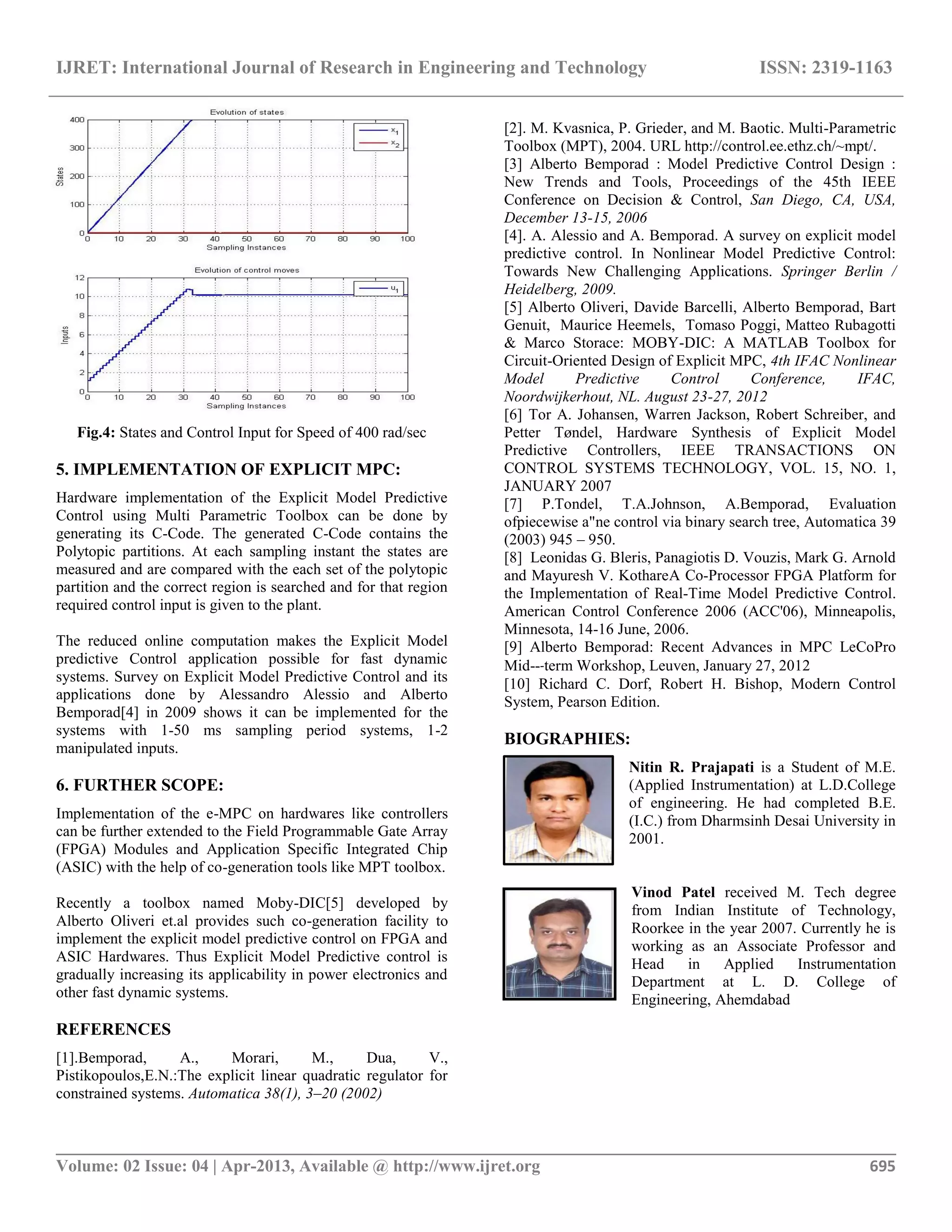 Explicit Model Predictive Control Of Fast Dynamic System Pdf
