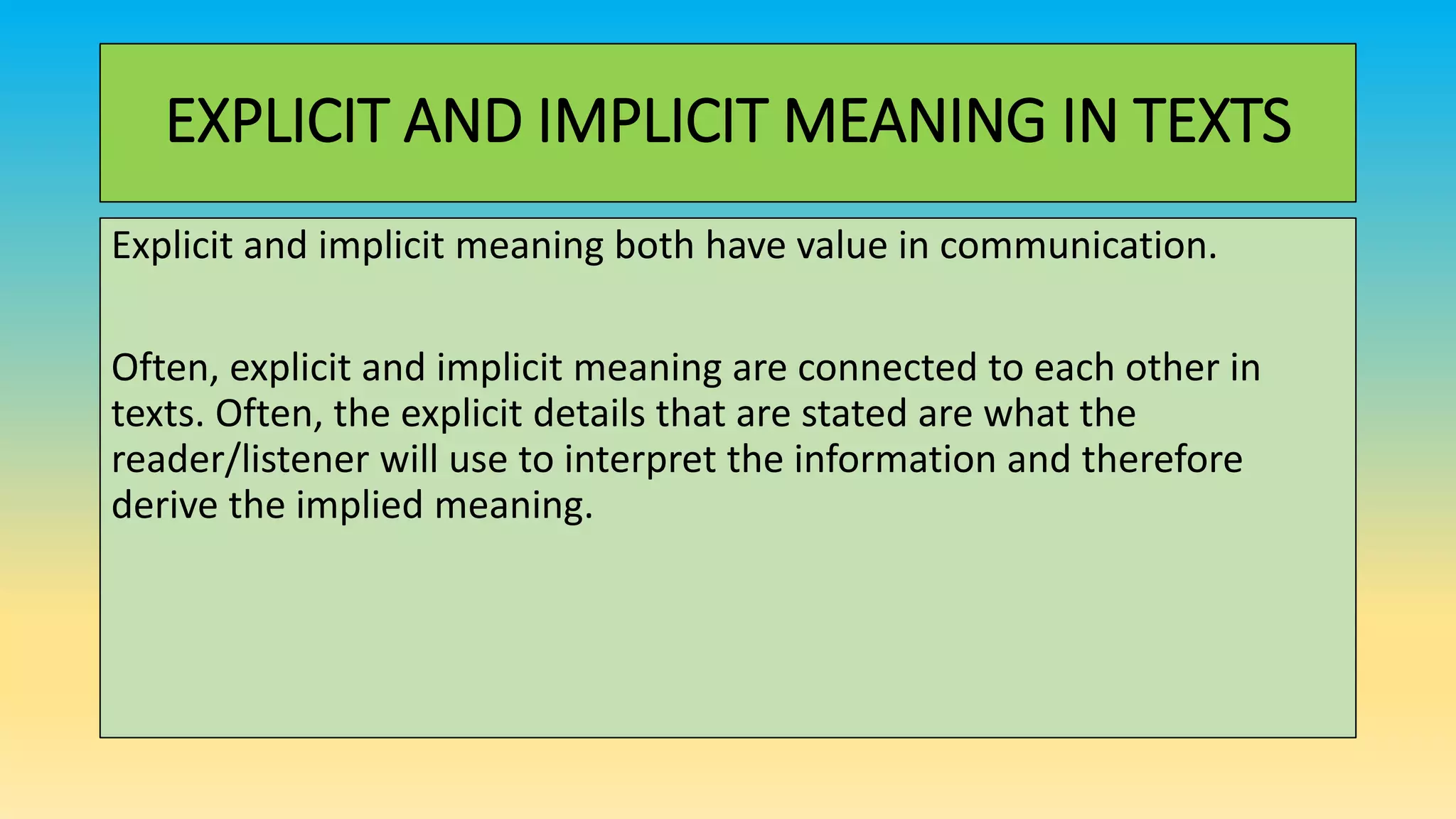 Explicit versus implicit meaning | PPTX