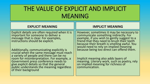 Explicit versus implicit meaning | PPTX