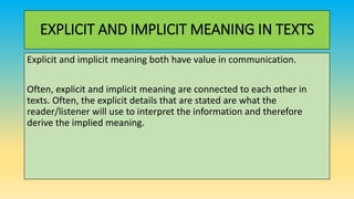 Explicit versus implicit meaning | PPTX