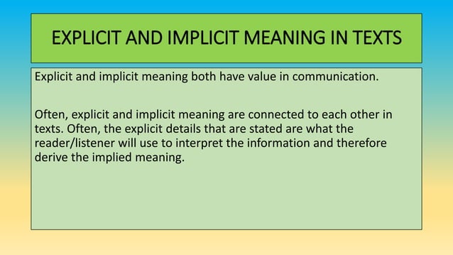 Explicit versus implicit meaning | PPTX