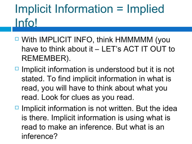 Explicit v implicit | PPT | Biological Sciences | Science