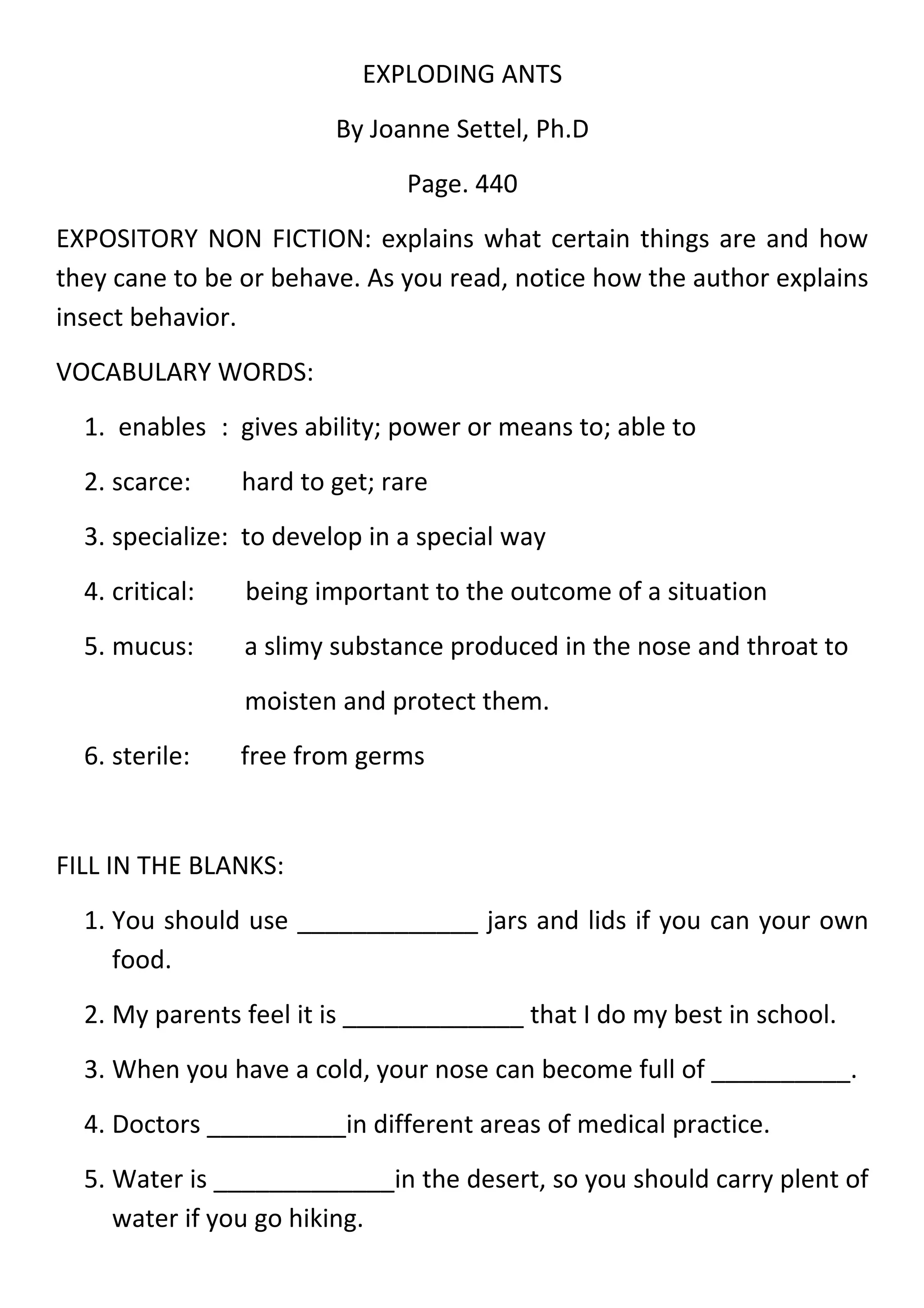 Exploding Ants Pdf