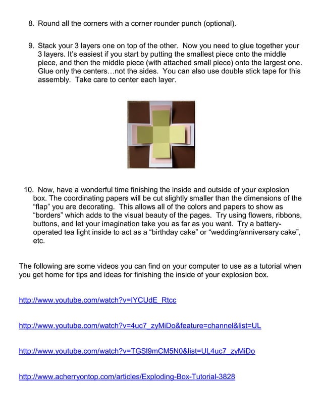 Exploding box instructions | PDF | Scrapbooking | Arts and Crafts