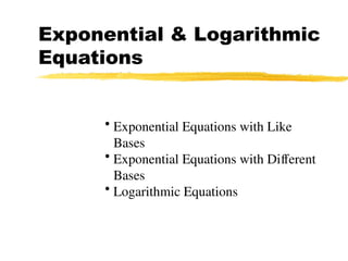powerpoint presentation for exponential and logarithmic equations | PPT