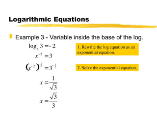 powerpoint presentation for exponential and logarithmic equations | PPT