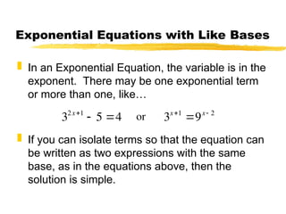 powerpoint presentation for exponential and logarithmic equations | PPT