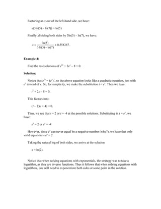 Exp log equations | PDF