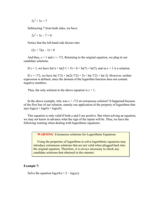 Exp log equations | PDF