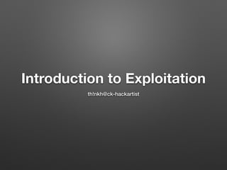 Basic of Exploitation | PPT