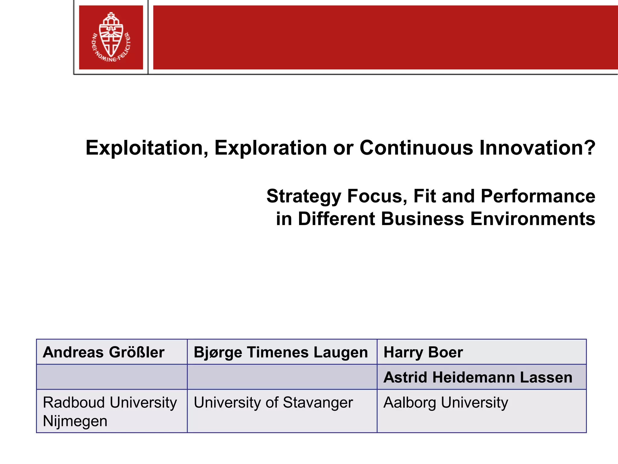 Exploitation Exploration Or Continuous Improvement Ppt