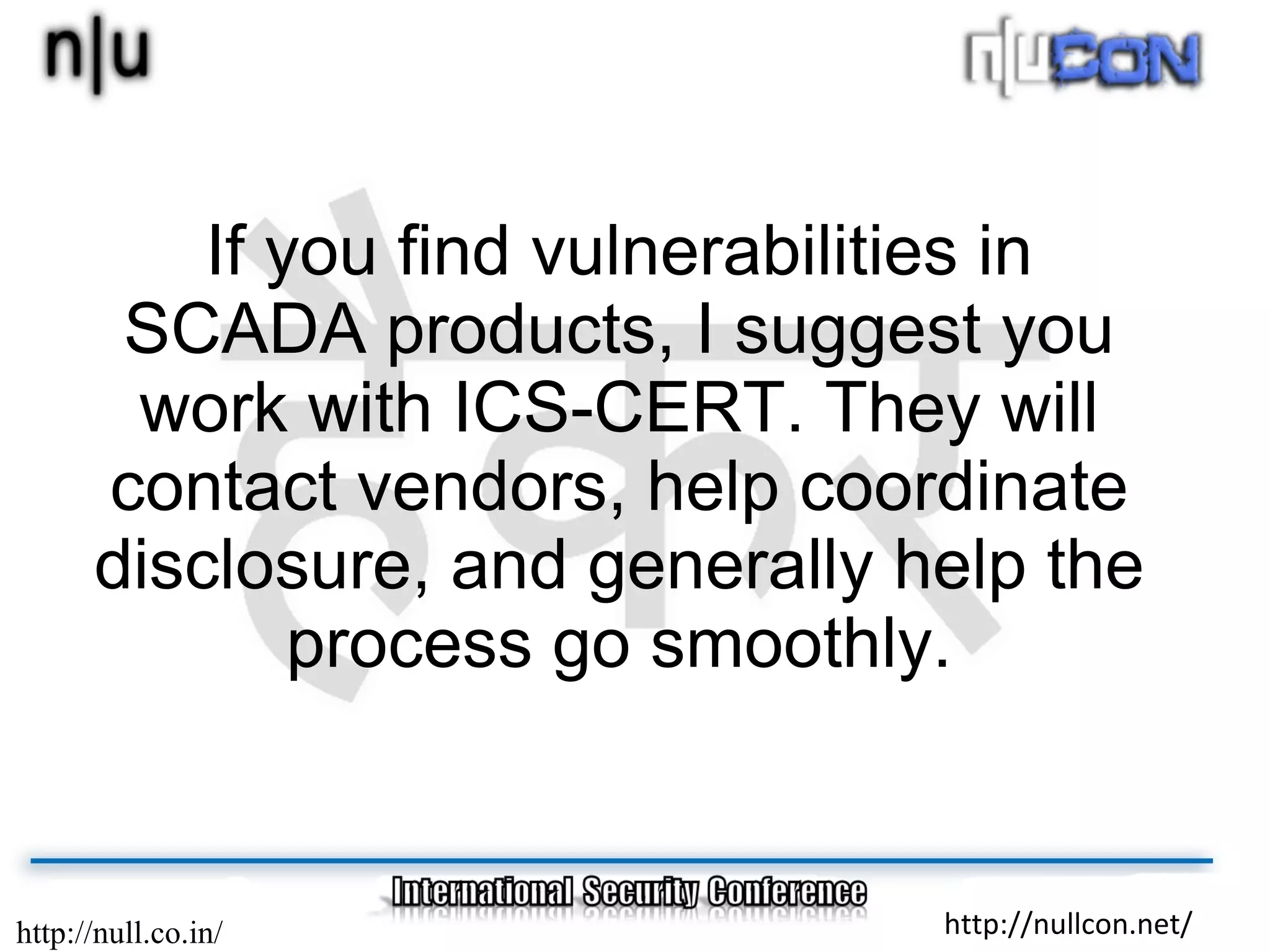 nullcon 2011 - Exploiting SCADA Systems | PPT