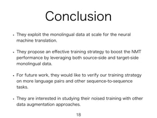 Exploiting Monolingual Data at Scale for Neural Machine Translation | PPT