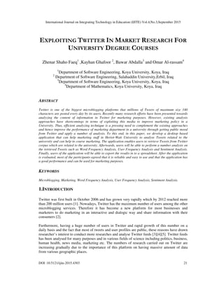 Exploiting twitter in market research for | PDF