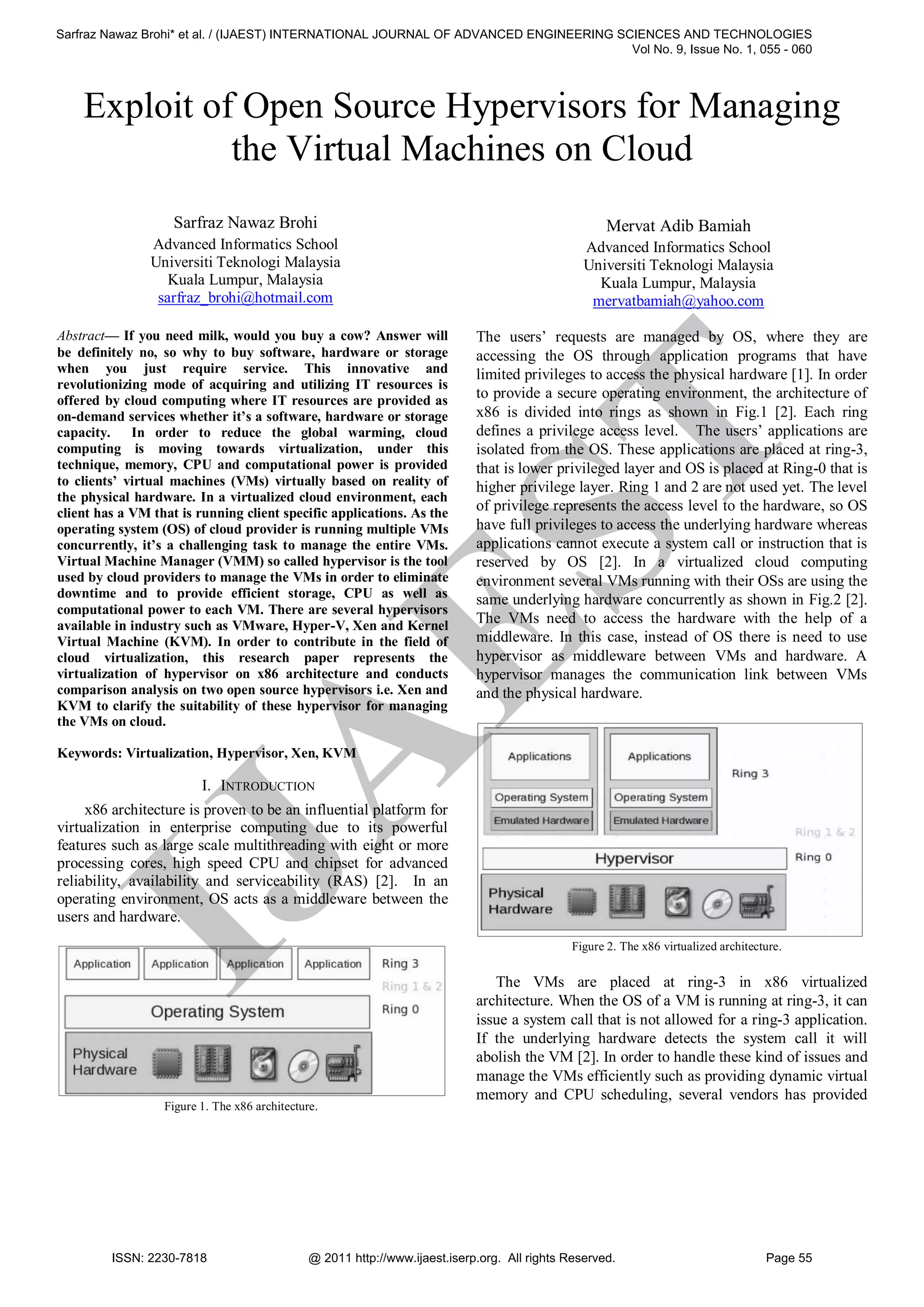Cloud Computing Hypervisors and Comparison Xen KVM | PDF