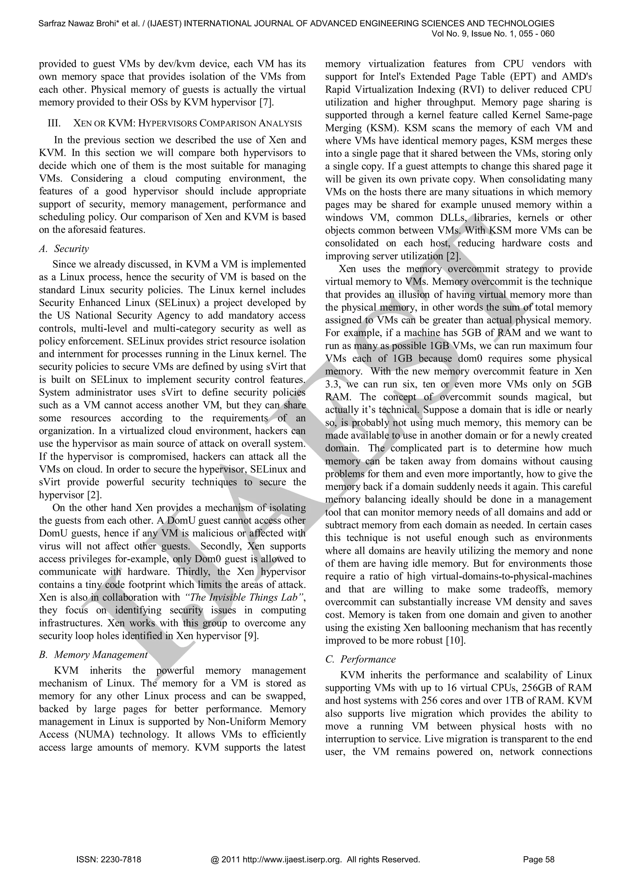Cloud Computing Hypervisors and Comparison Xen KVM | PDF