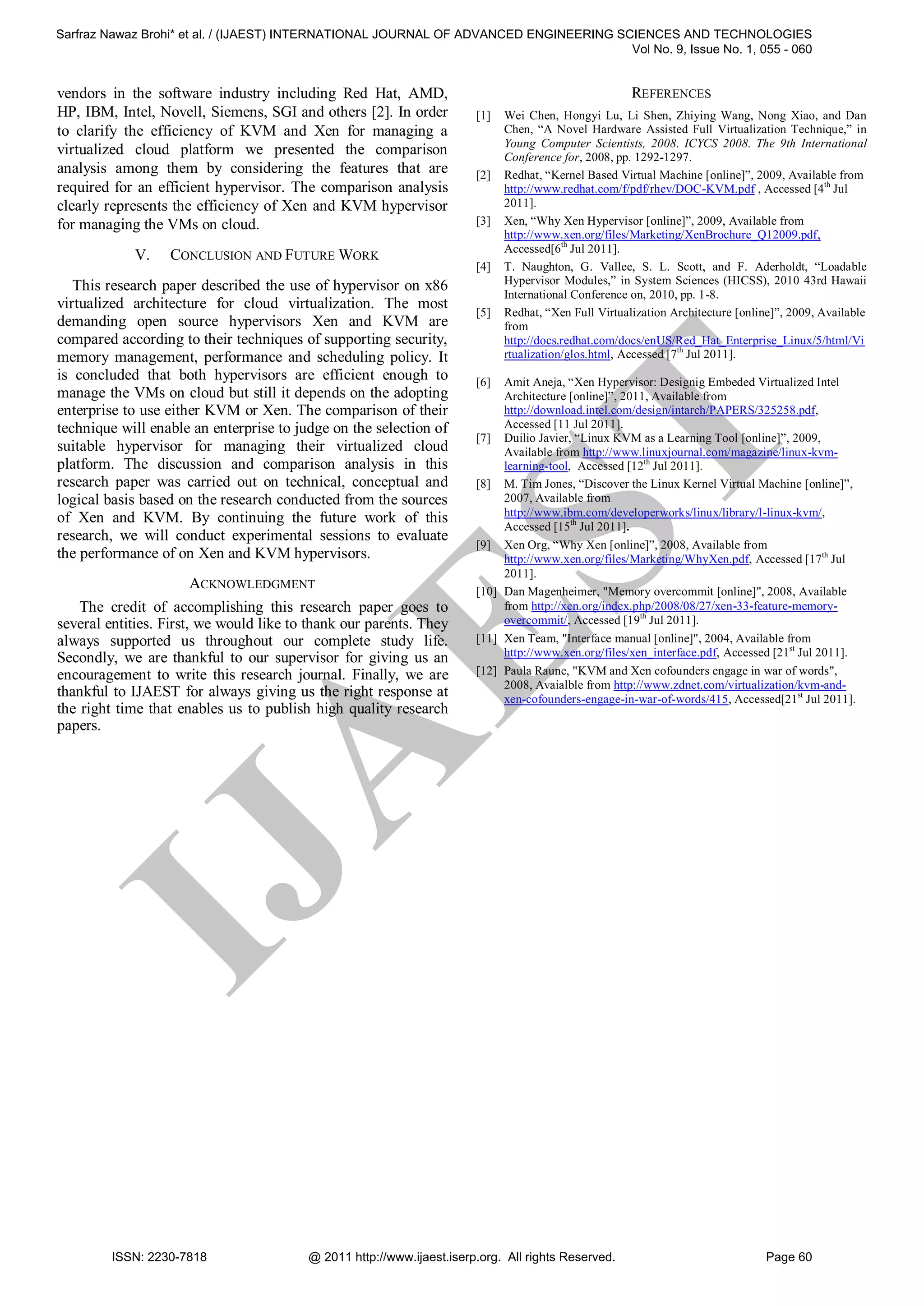 Cloud Computing Hypervisors and Comparison Xen KVM | PDF