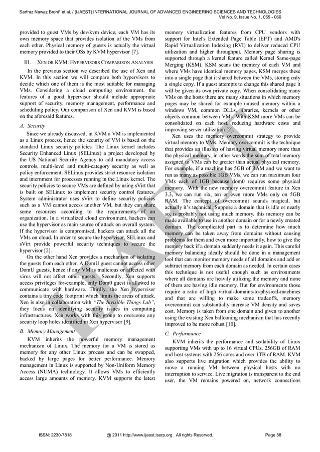 Cloud Computing Hypervisors and Comparison Xen KVM | PDF