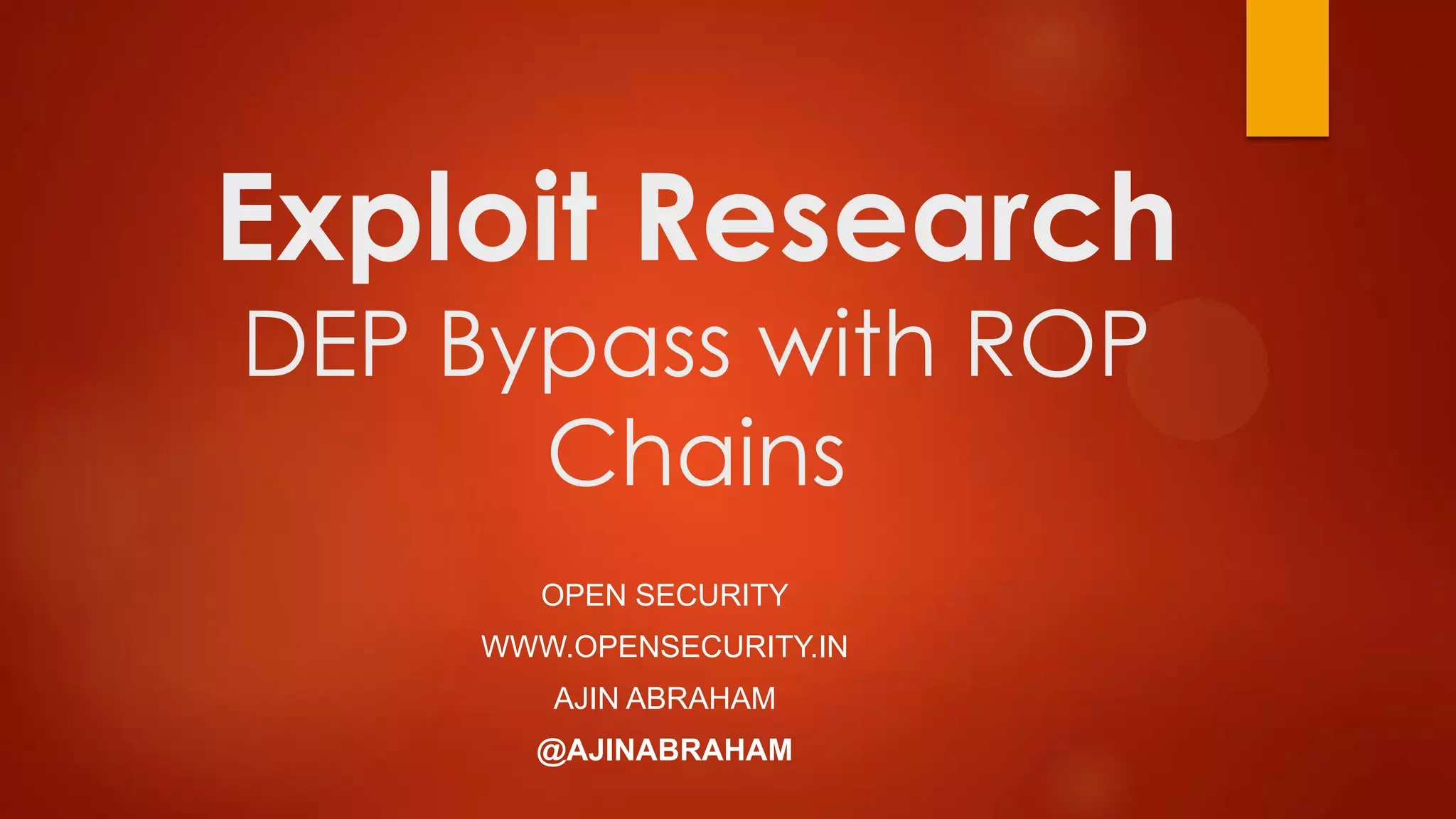 Exploit Research And Development Megaprimer Dep Bypassing With Rop Chains Ppt