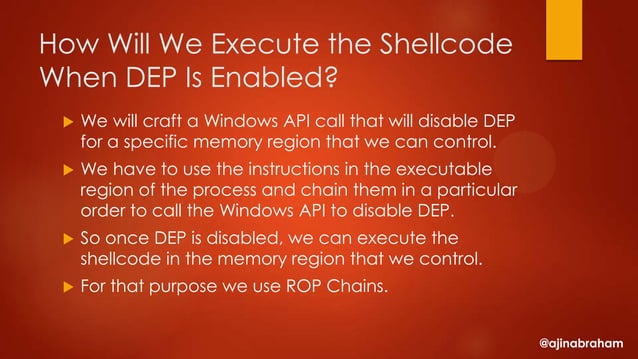 Exploit Research and Development Megaprimer: DEP Bypassing with ROP Chains | PPT
