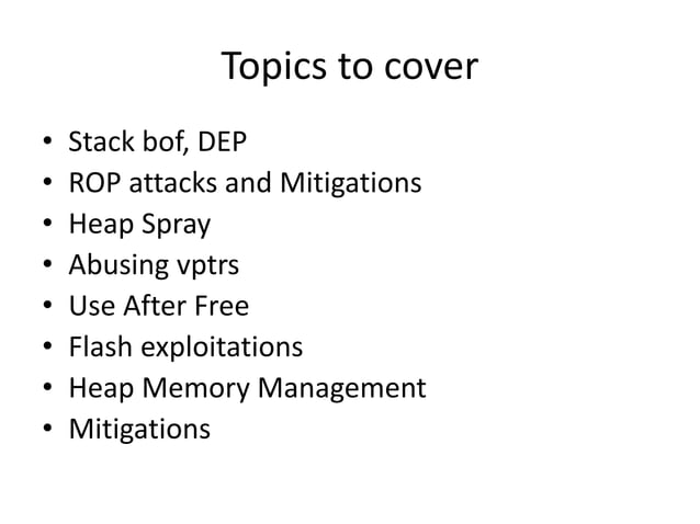 Exploits And Mitigations Memory Corruption Techniques Ppt