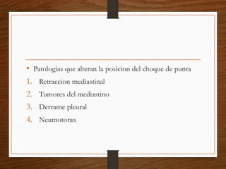 Exploracion (Semiología) de torax mediastinal. (corazón) | PPTX