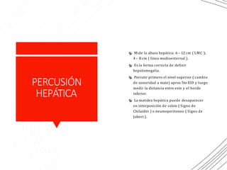 Exploracion abdominal de la materia de semiologia | PPTX
