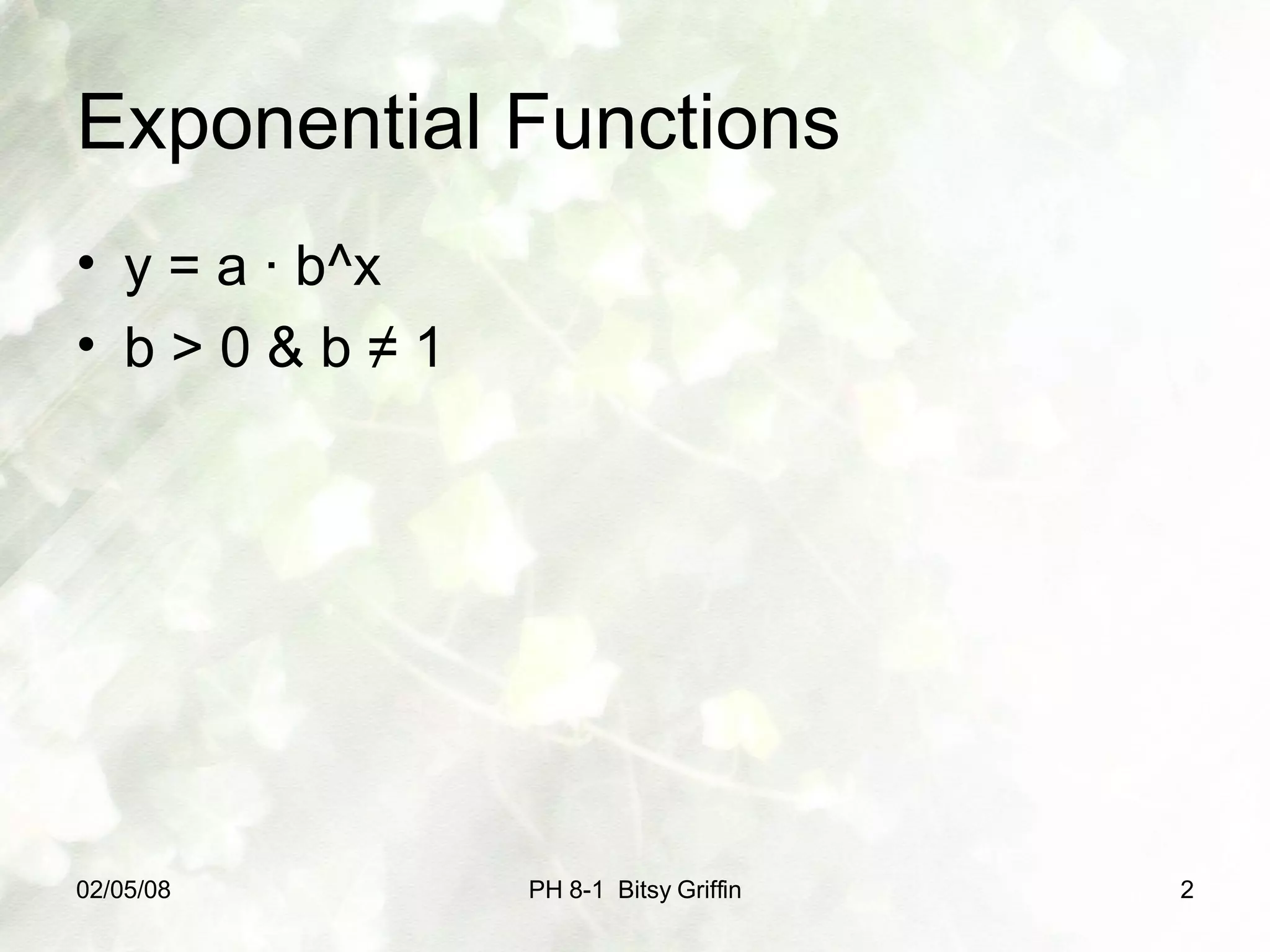 Exploration of Exponential Functions | PPT