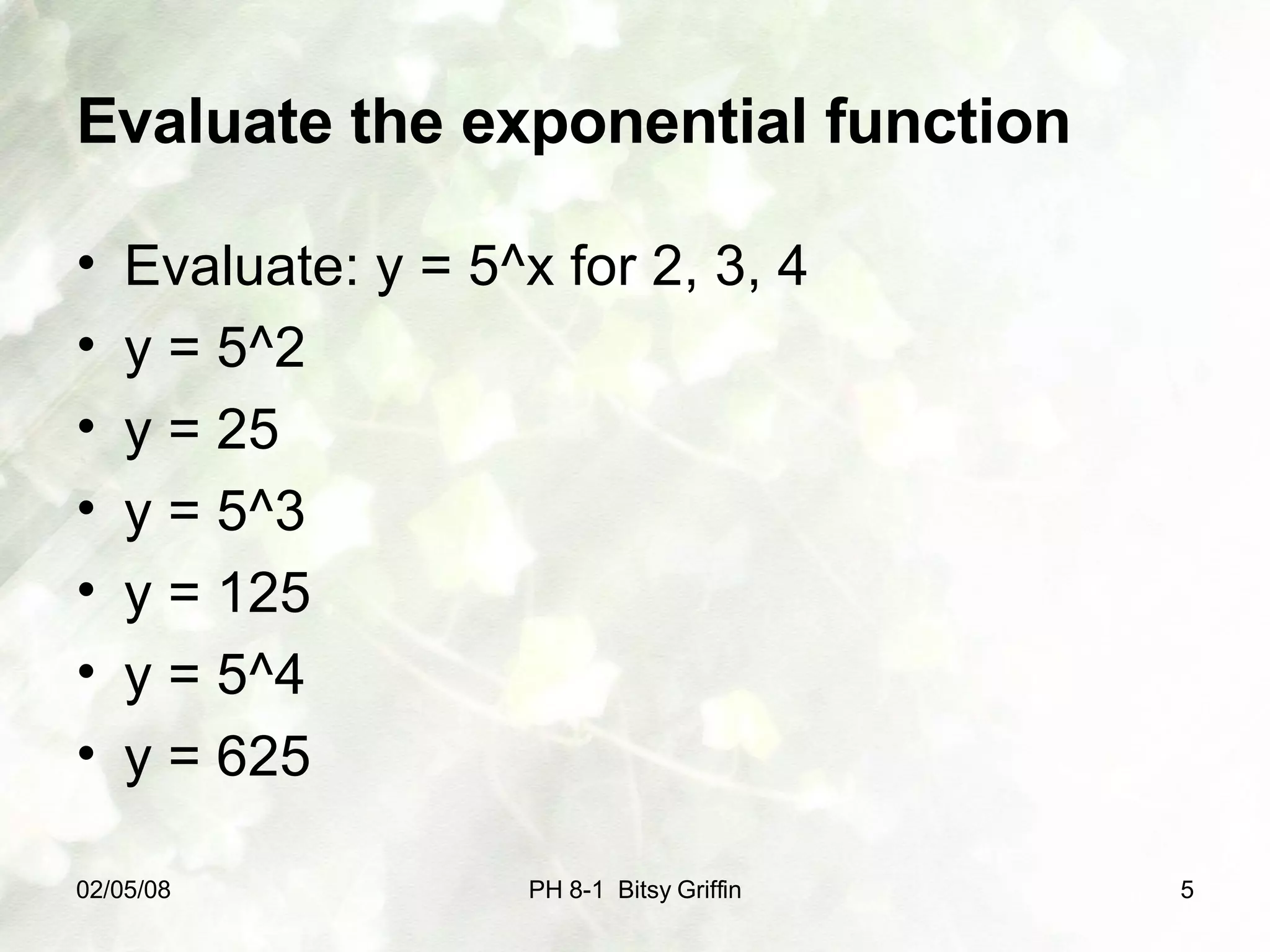 Exploration of Exponential Functions | PPT