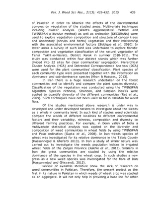 Exploration and inventorying of weeds in wheat CROP OF THE DISTRIC T ...