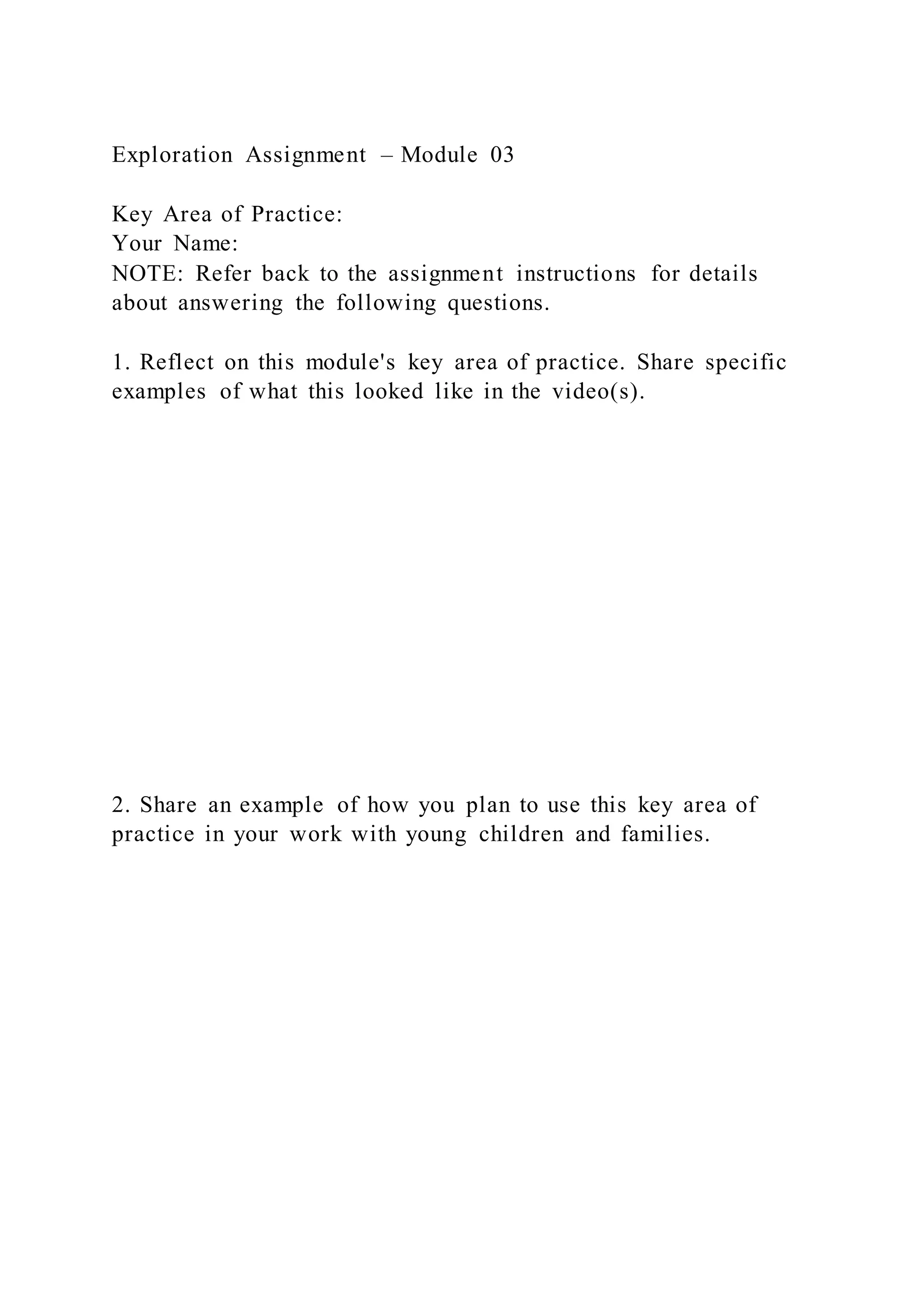 Exploration assignment – module 03 key area of practiceyour na | PDF
