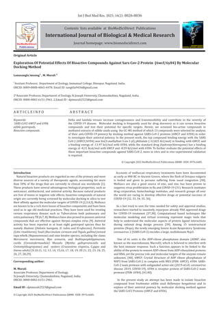 EXPLORATION OF POTENTIAL EFFECTS OF BIOACTIVE COMPOUNDS AGAINST SARS ...