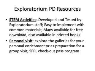 Exploratorium as resources_4-9-13_v1 | PDF