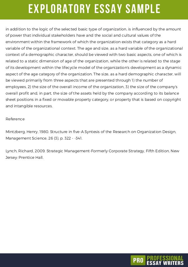 Exploratory Essay Sample