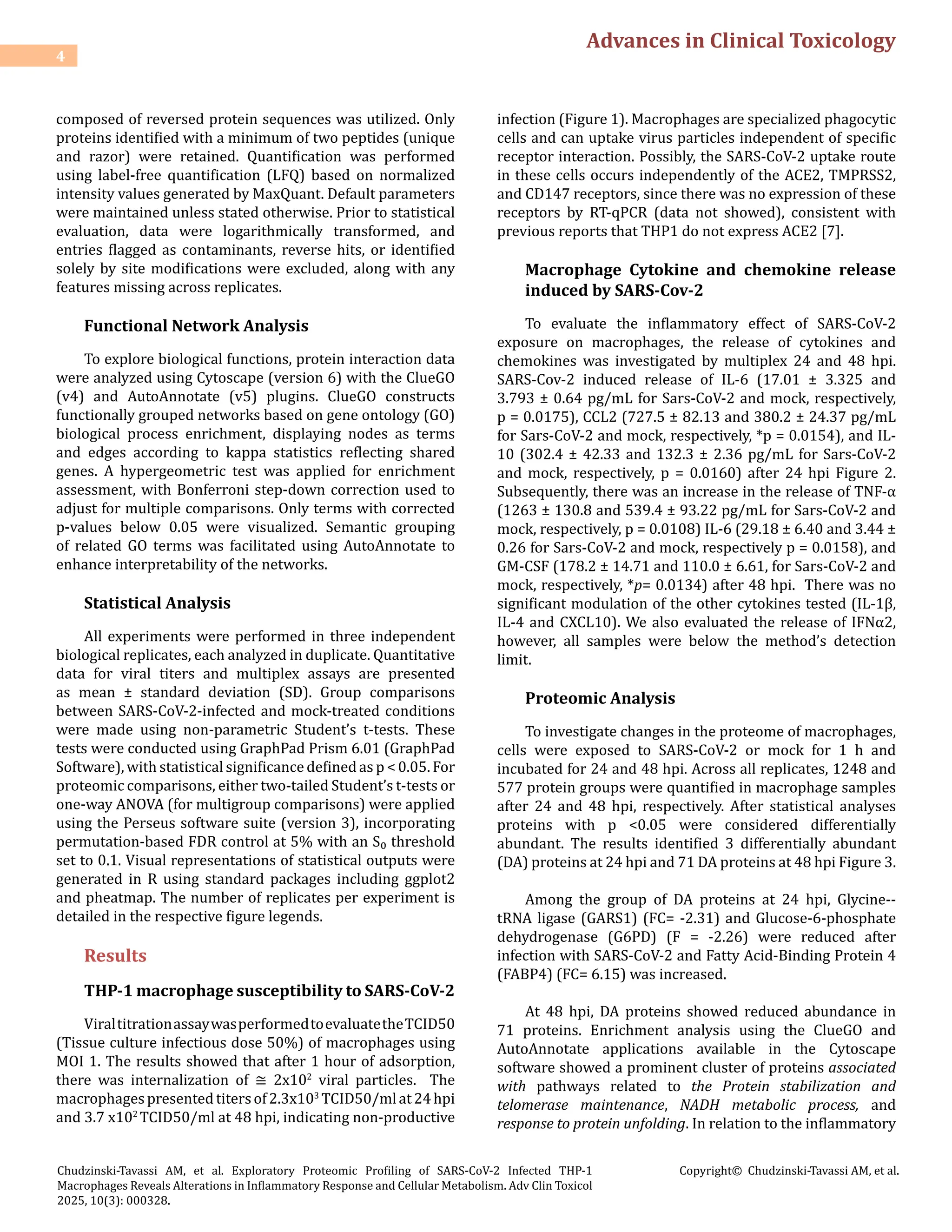 Exploratory Proteomic Profiling of SARS-CoV-2 Infected THP-1 ...