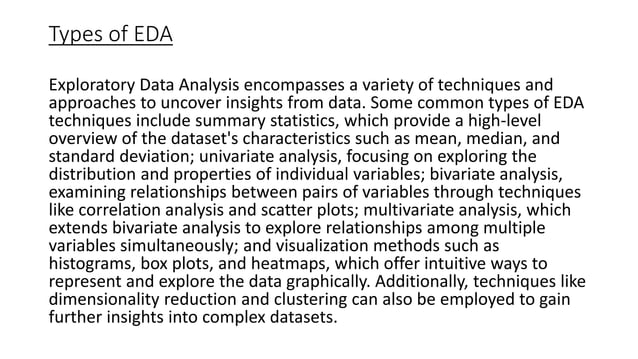 Exploratory Data Analysis.pptx for Data Analytics | PPTX | Databases | Computer Software and ...