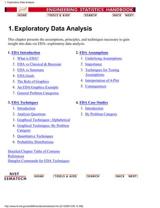 Exploratory data analysis handbook (from www.nist.gov, Engineering ...