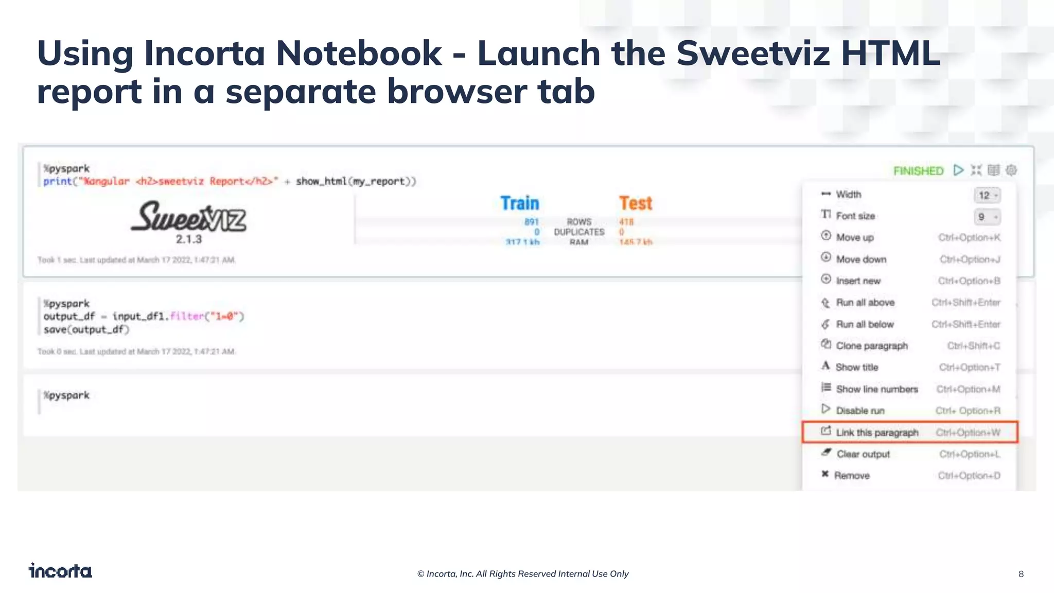 Exploratory Data Analysis with Sweetviz in Incorta | PPT